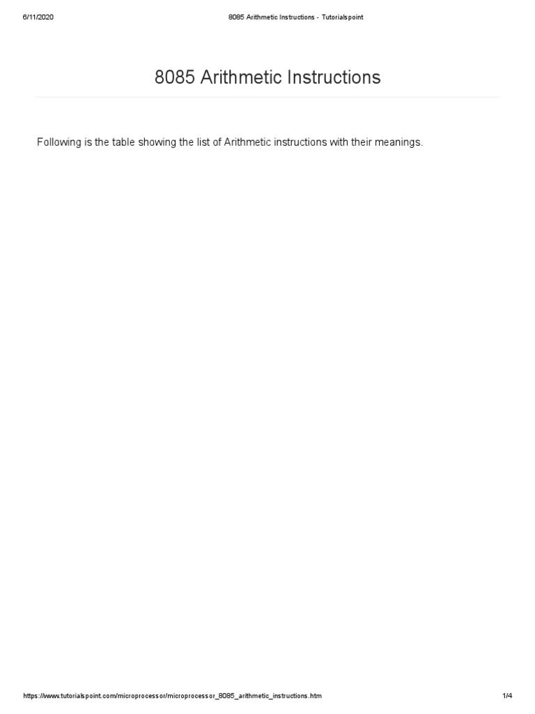 8085 Microprocessor Arithmetic Instructions | PDF | Central Processing ...