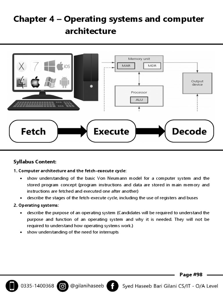 Chapter 4 - Operating Systems and Computer Architecture: Syllabus Content | PDF | Graphical User ...