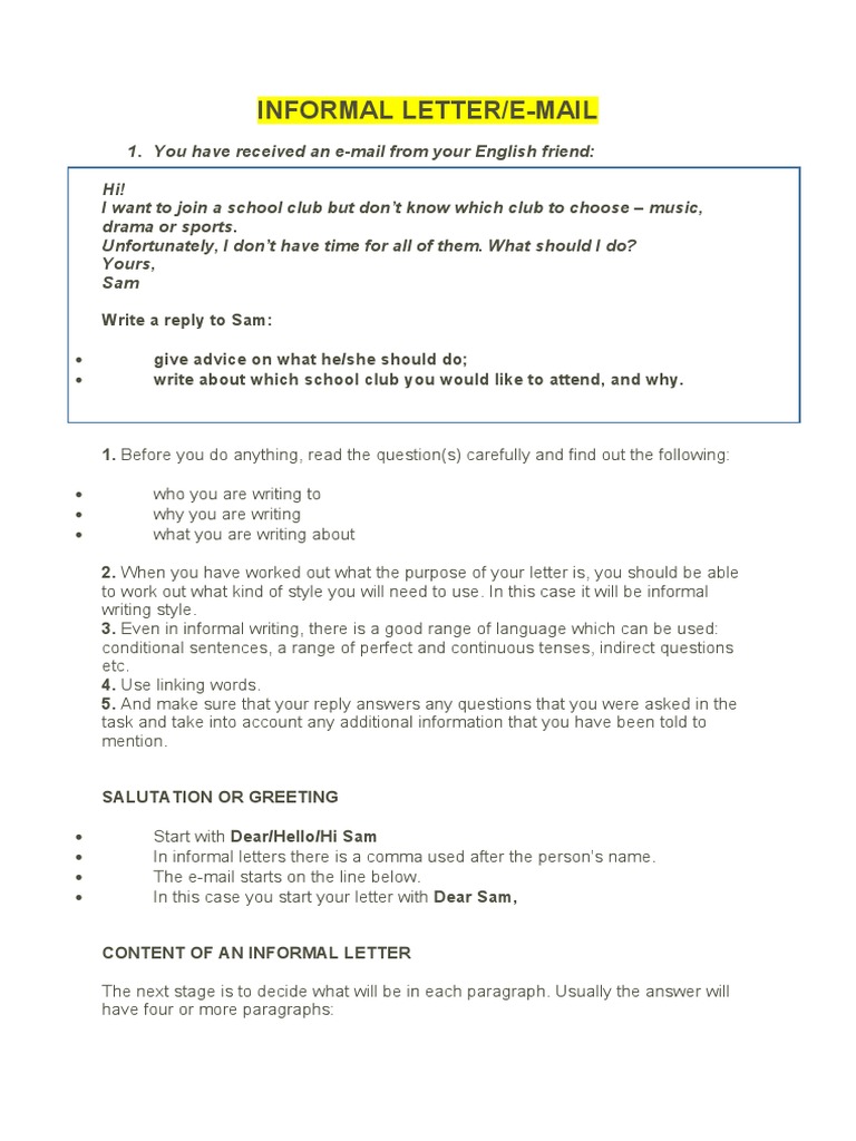 Informal Letter | Download Free PDF | Question