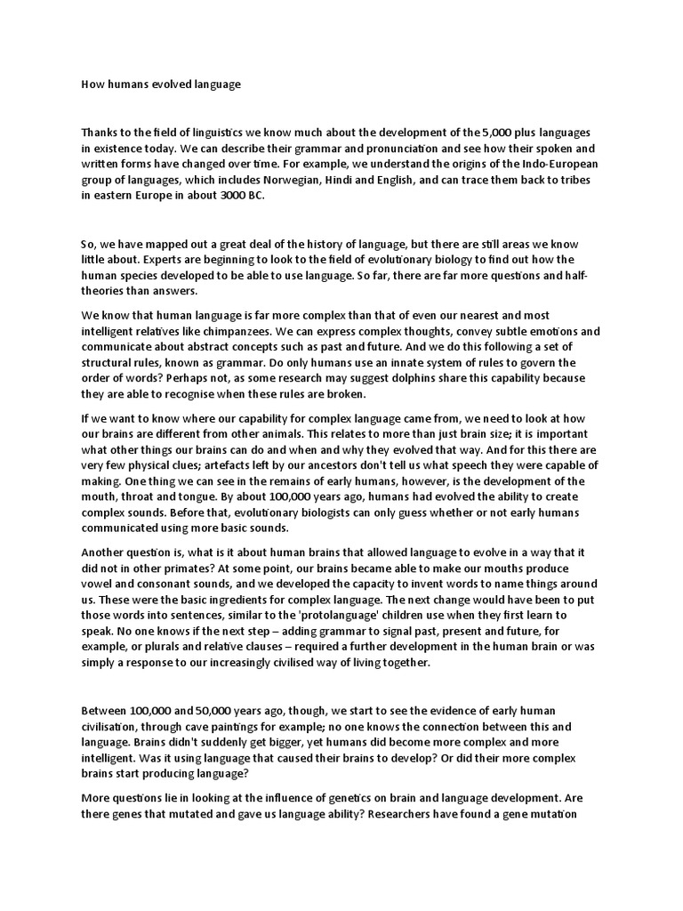 How Humans Evolved Language | PDF | Human | Evolution