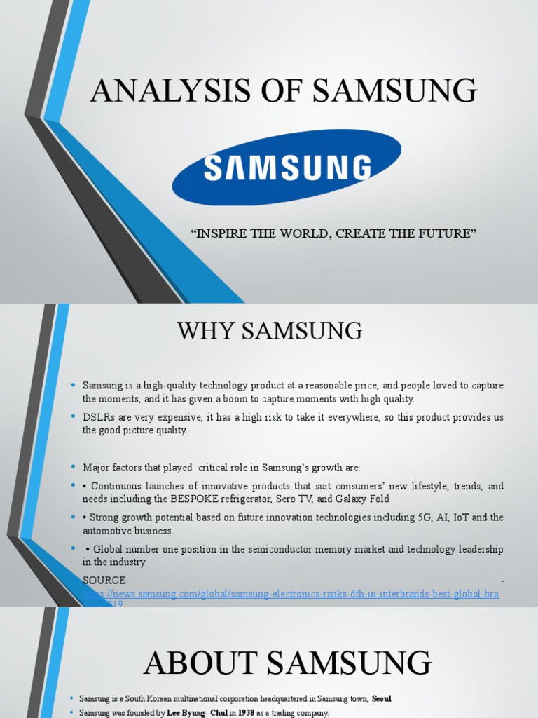 Analysis of Samsung: "Inspire The World, Create The Future" | PDF ...