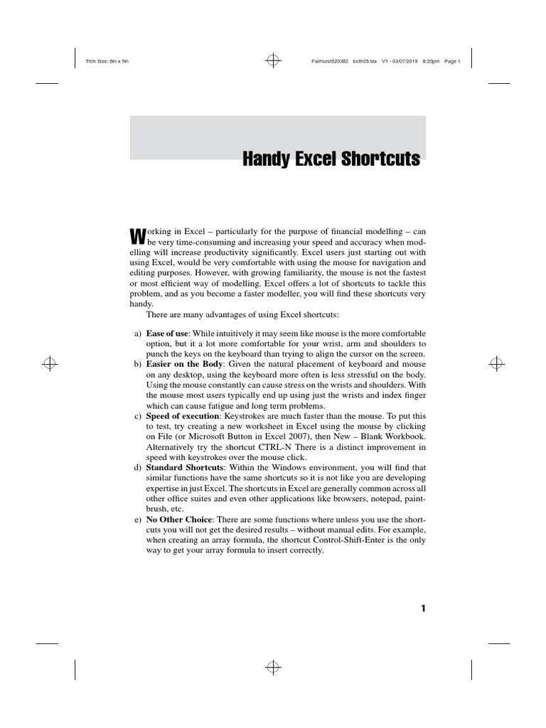 Handy Excel Shortcuts: Trim Size: 6in X 9in Fairhurst520382 Both05.tex ...