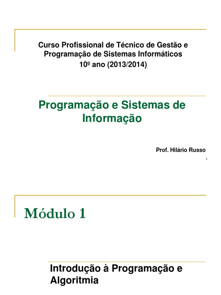 Modulo 1 Completo PDF | PDF | Algoritmos | Programação de computadores