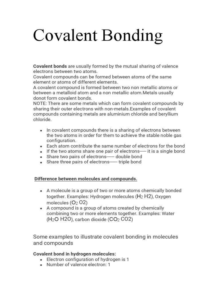 Covelent Bonding | PDF | Covalent Bond | Intermolecular Force