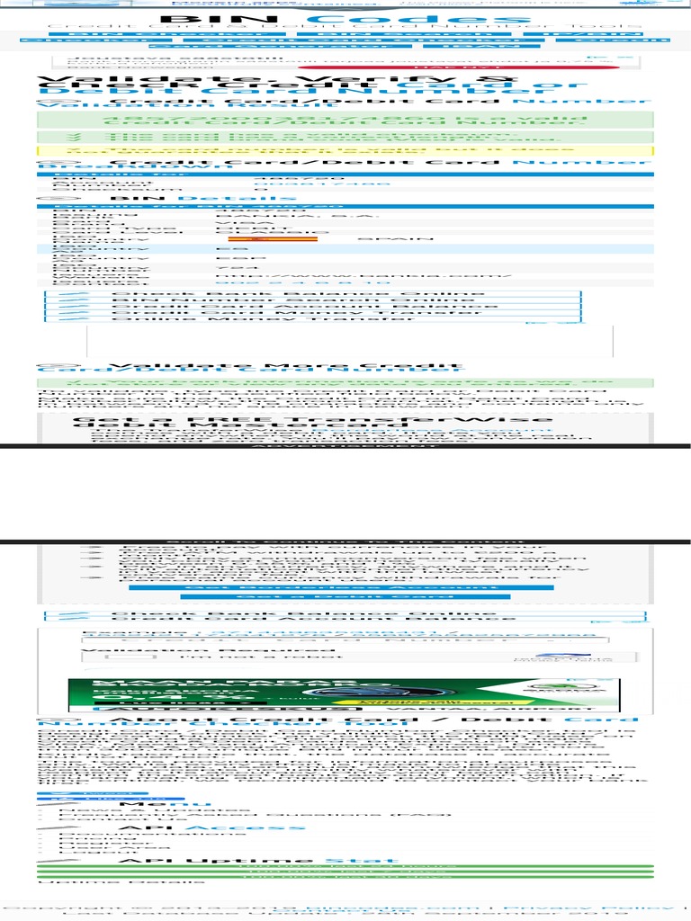 Validate, Verify & Check Credit Card or Debit Card Number | PDF | Debit ...
