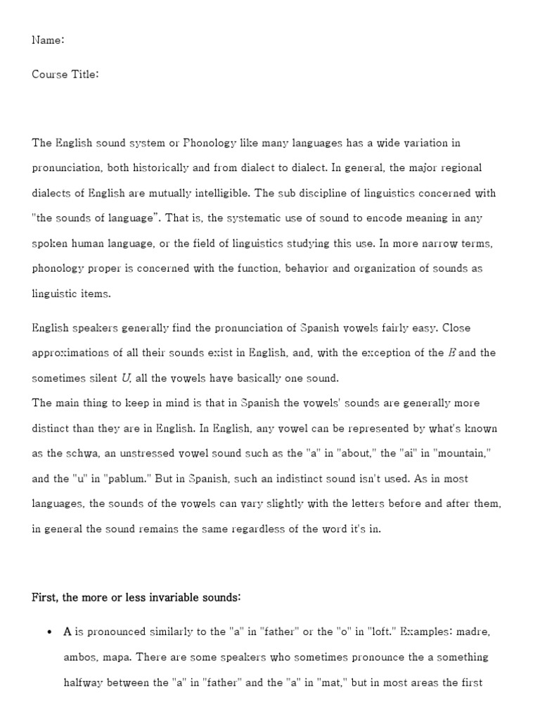 Sound System | PDF | English Language | Phonology