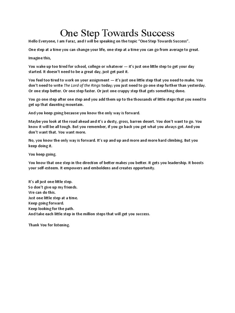 One Step Towards Success | PDF