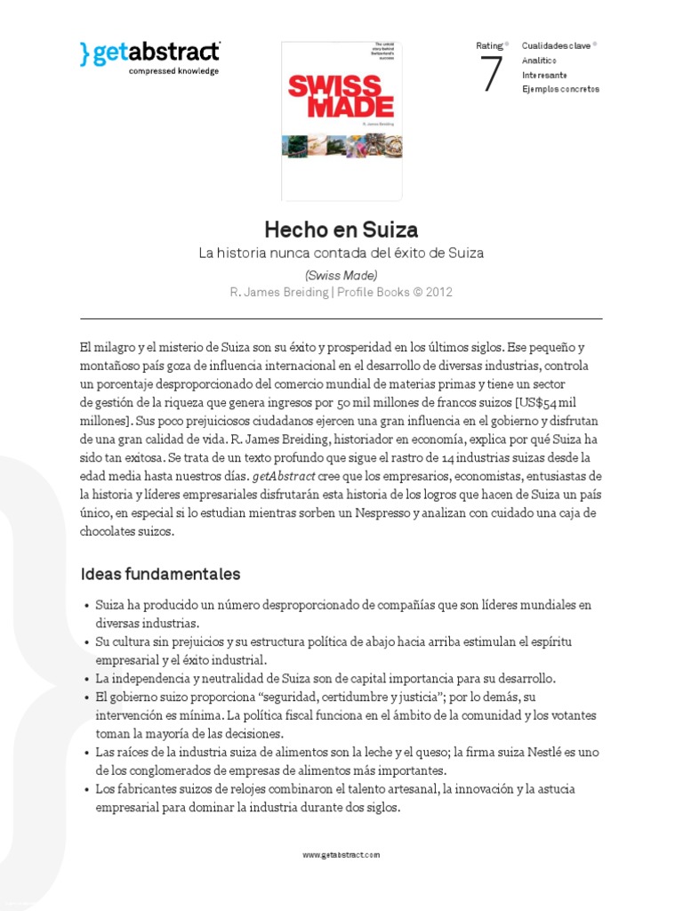Hecho en Suiza - Swiss Made - R. James Breiding | PDF | Suiza | Hacerse ...