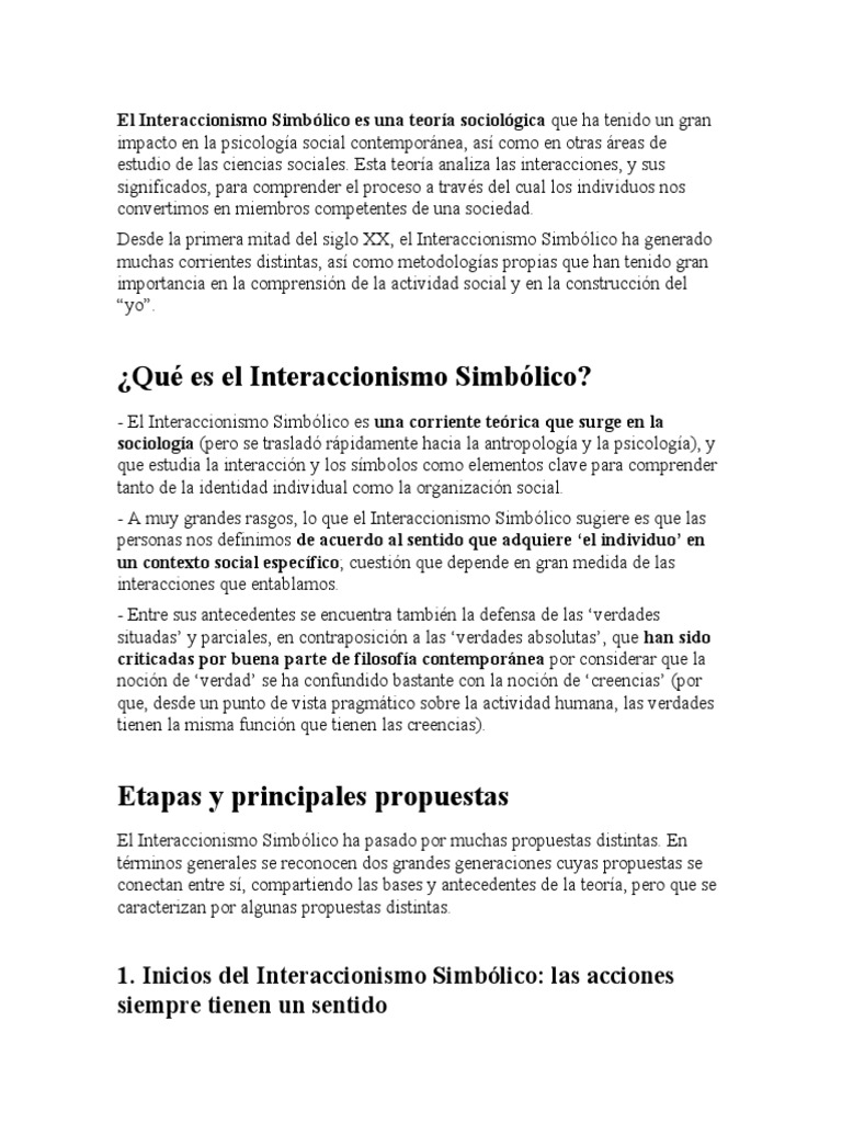 El Interaccionismo Simbólico | PDF | Los símbolos | Sociología