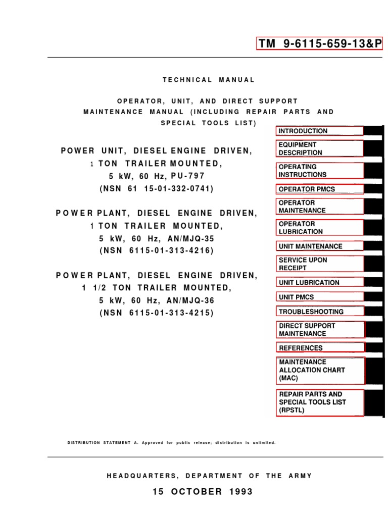 MEP 002A Technical Manual TM 9 6115 659 13P PDF | PDF | Switch | Relay