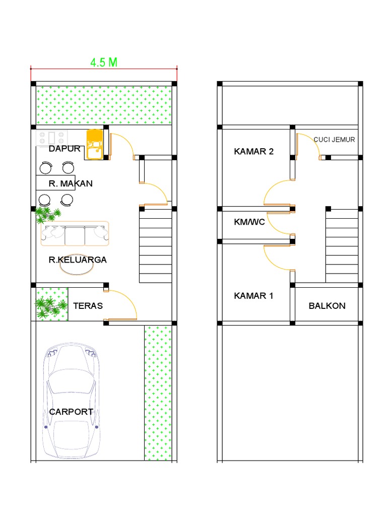 CONTOH DENAH RUMAH TINGGAL UKURAN 4.5x6 PDF | PDF