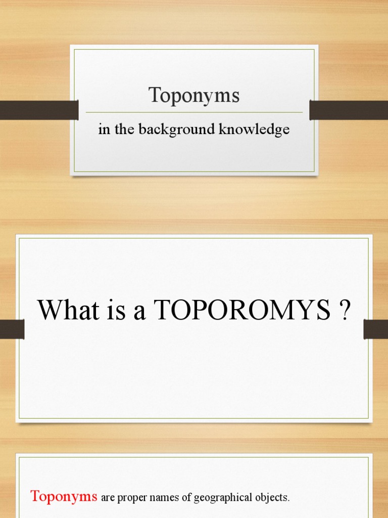 Toponyms: in The Background Knowledge | PDF | Science & Mathematics