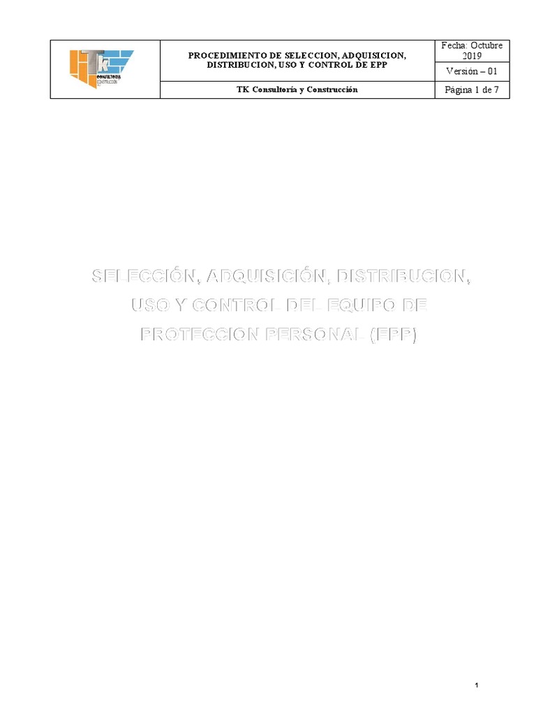 Procedimiento Gestion de Epps | PDF | Seguridad y salud ocupacional | Bienestar