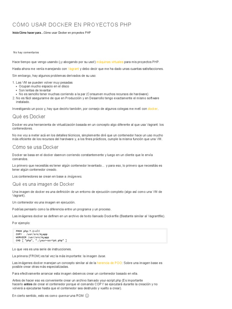 Cómo Usar Docker en Proyectos PHP PDF | PDF | Virtualización | Php