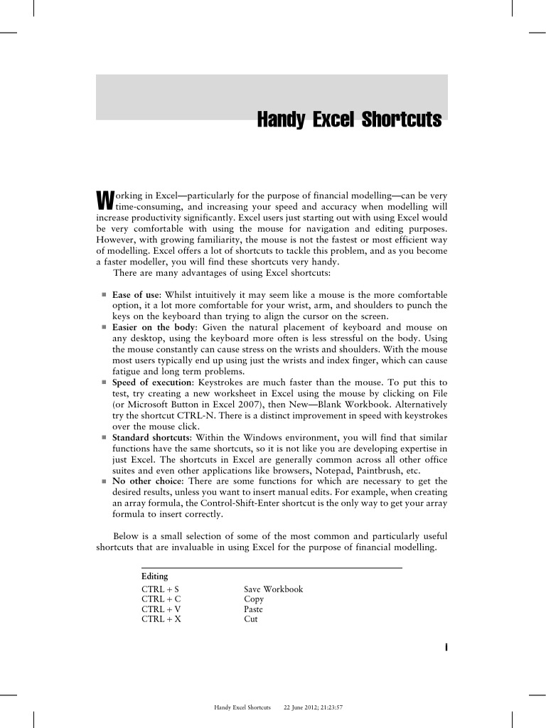 Handy Excel Shortcuts | Download Free PDF | Microsoft Excel | Computer ...