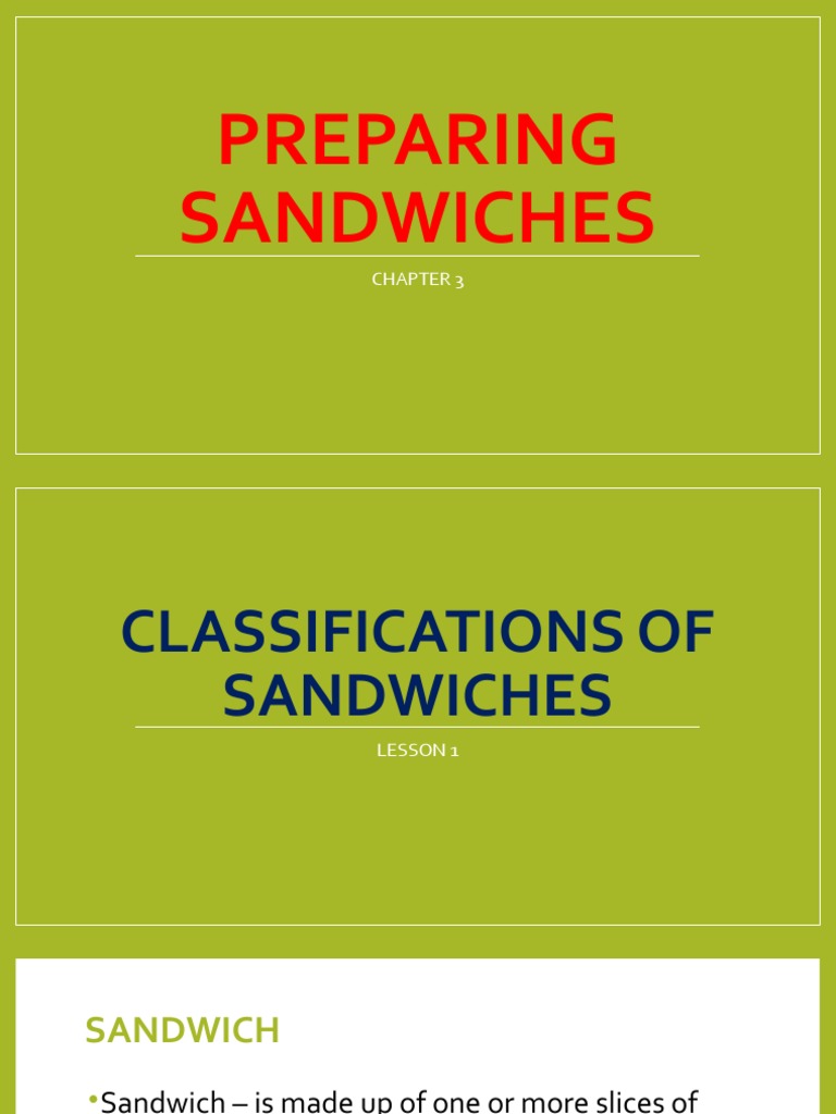 Classifications of Sandwiches | PDF | Sandwich | Grilling