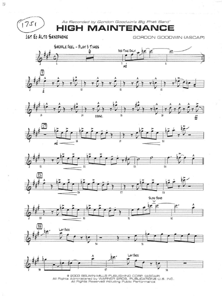 High Maintenance - Gordon Goodwin | PDF