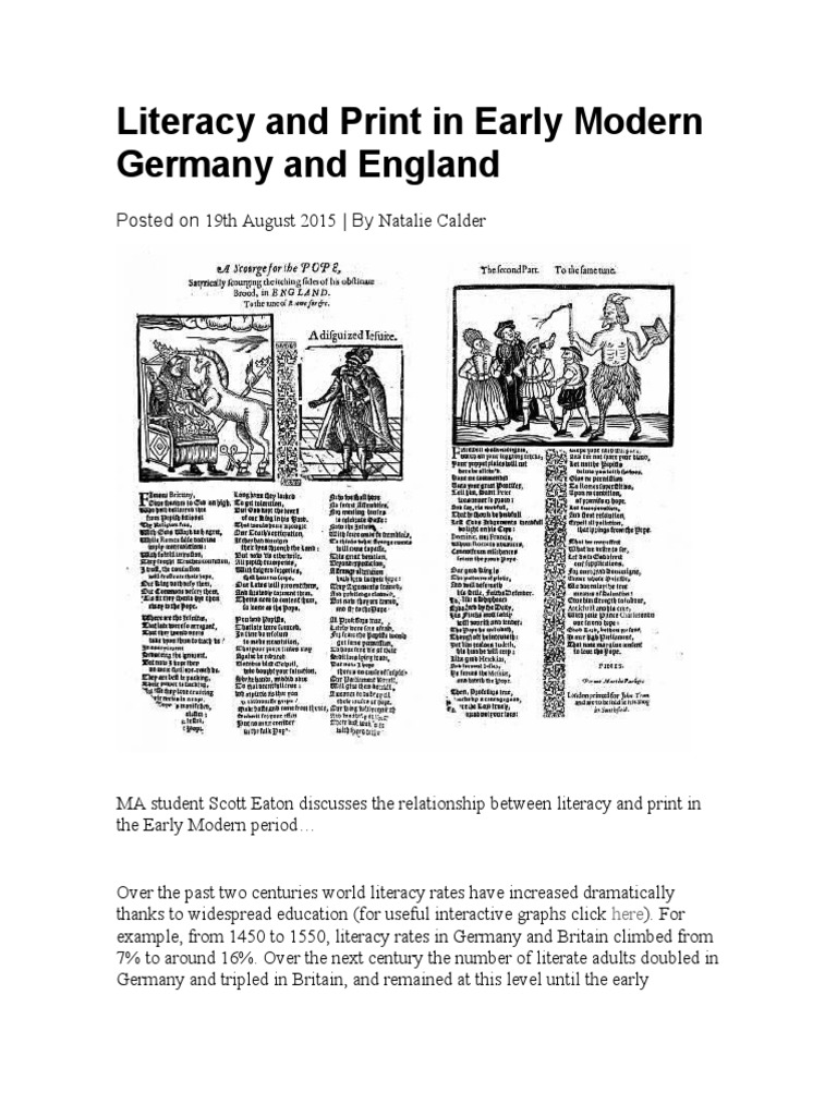 Literacy and Print in Early Modern Germany and England | PDF | Literacy ...