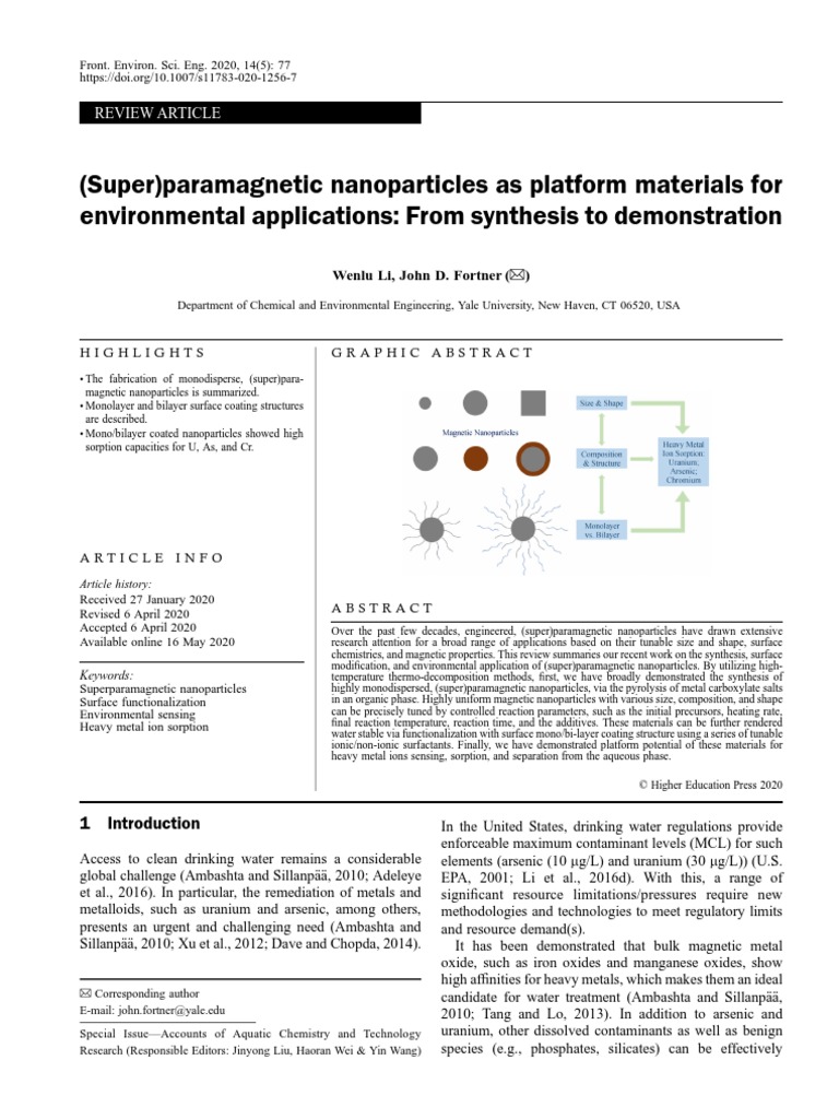 (Super) Paramagnetic Nanoparticles As Platform Materials For ...
