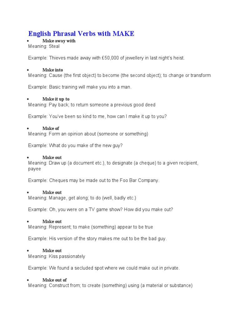 English Phrasal Verbs With MAKE | PDF