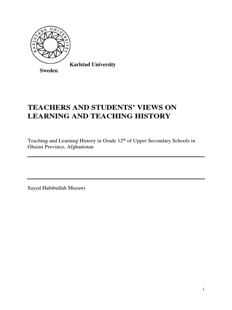 Teachers And Students Views On Teaching And Learning History In