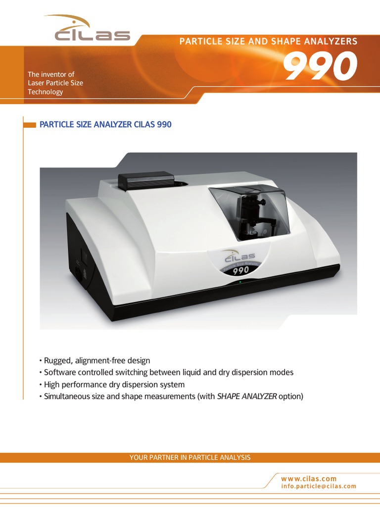 Particle Size Analyzer Cilas 990 | PDF | Laser | Dispersion (Optics)