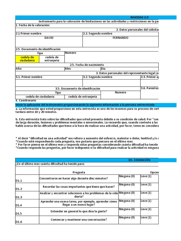 Whodas | PDF | Conceptos psicologicos | Ciencias del comportamiento