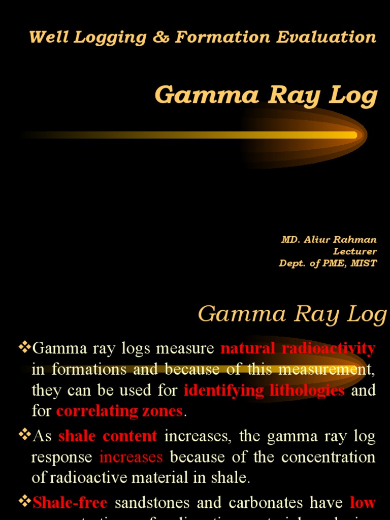 Gamma Ray Log: Well Logging & Formation Evaluation | PDF | Chemistry ...
