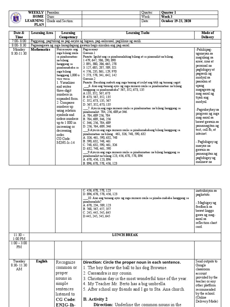 1st Quarter Week 3 | PDF