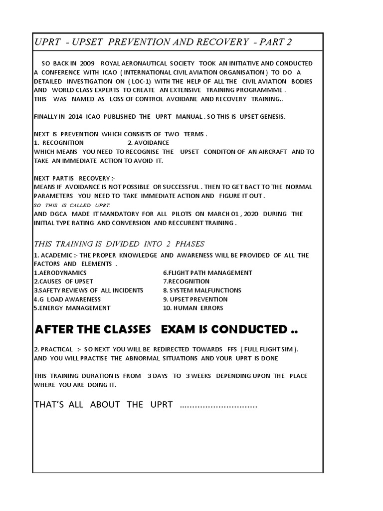 Uprt - Upset Prevention and Recovery - Part 2: This Training Is Divided ...