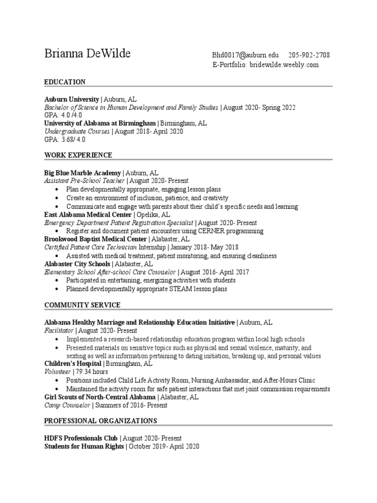Resume - Brianna Dewilde | PDF