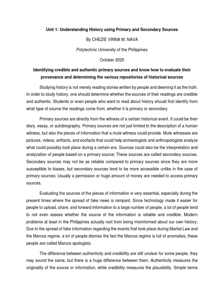 2-Page Reaction Paper History | PDF | Primary Sources | Witness