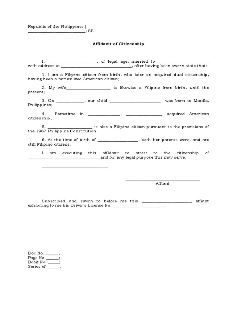 Affidavit of Citizenship - D | PDF