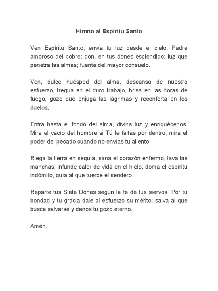 Himno Al Espíritu Santo Pdf