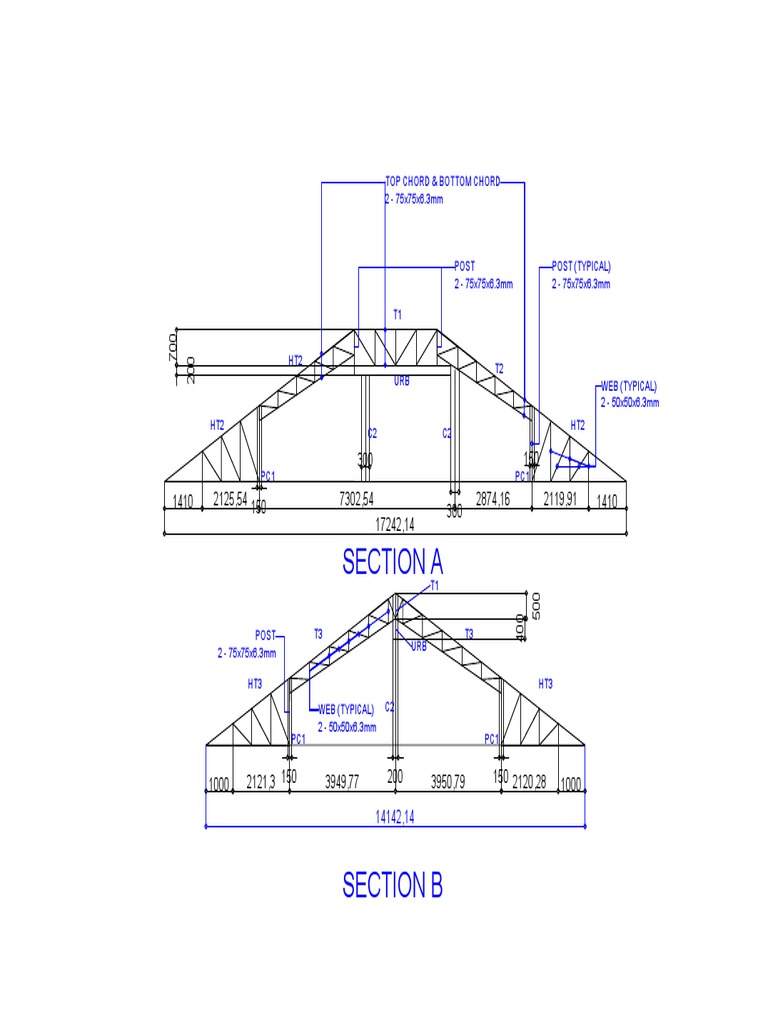 Section A: Top Chord & Bottom Chord 2 - 75x75x6.3mm | PDF