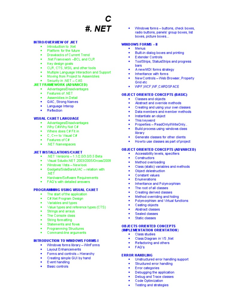 C #. Net | Download Free PDF | Class (Computer Programming) | C Sharp (Programming Language)