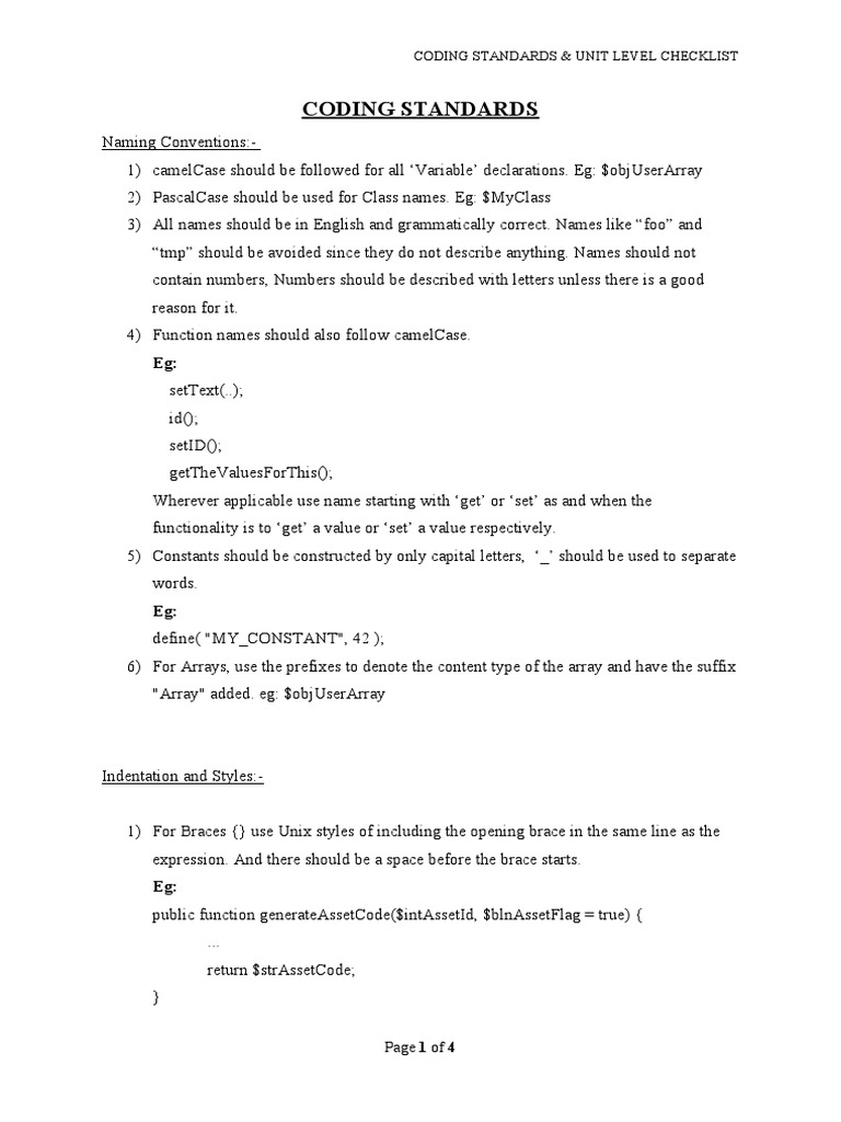 Coding Standards & Unit Level Checklist | PDF | Subroutine | Computer ...