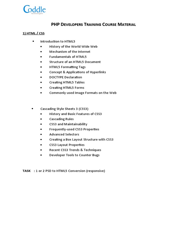 PHP Developer Course Material | PDF | Cascading Style Sheets | J Query