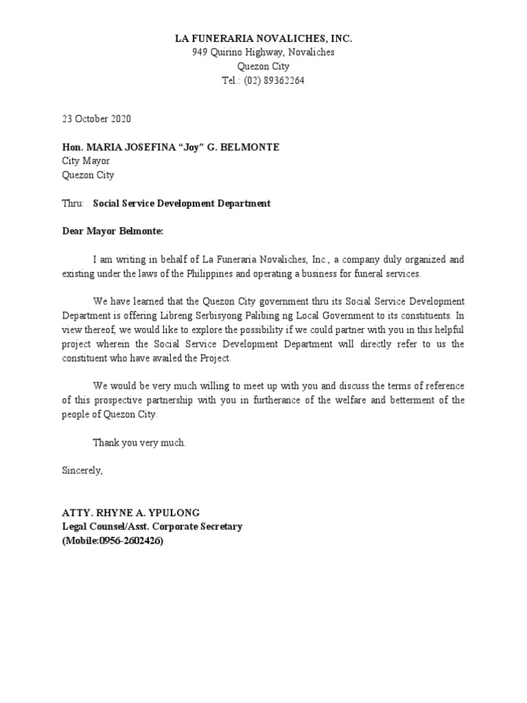 Letter To Mayor Joy Belmonte | PDF