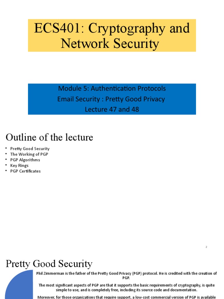 ECS401: Cryptography and Network Security | PDF | Key (Cryptography) | Public Key Cryptography