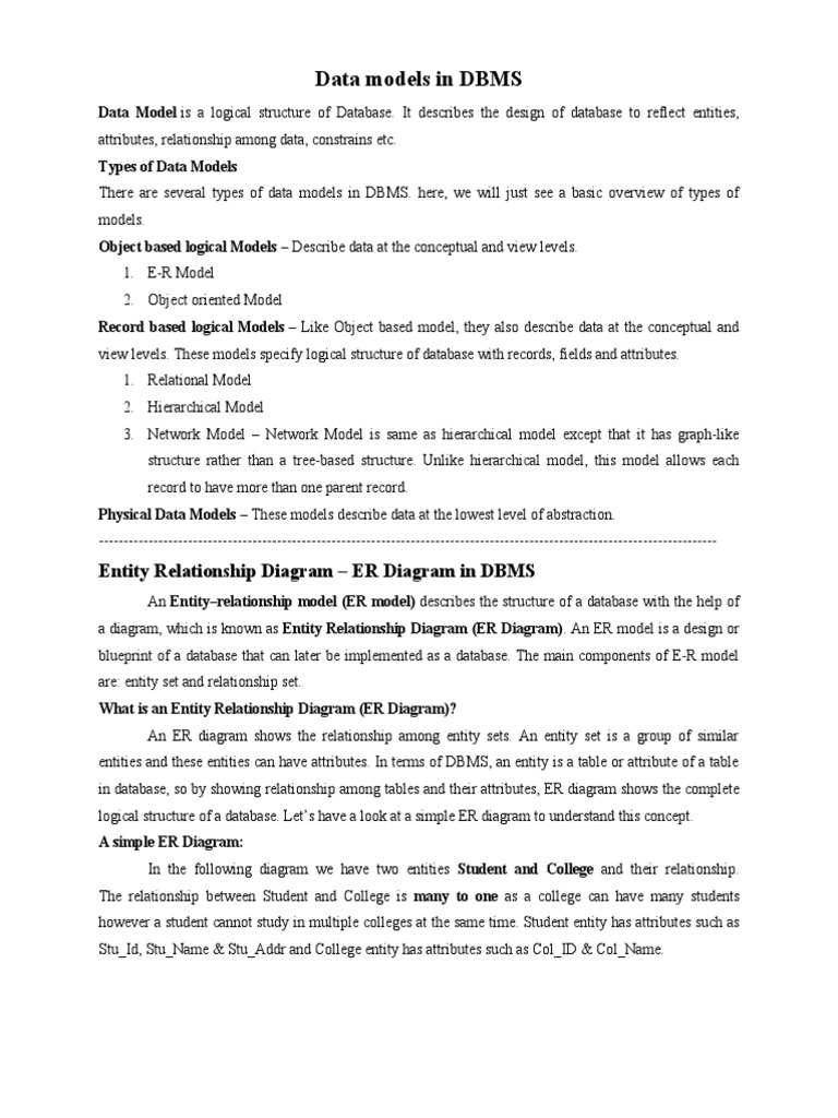 Data Models In Dbms Pdf Data Model Table Database