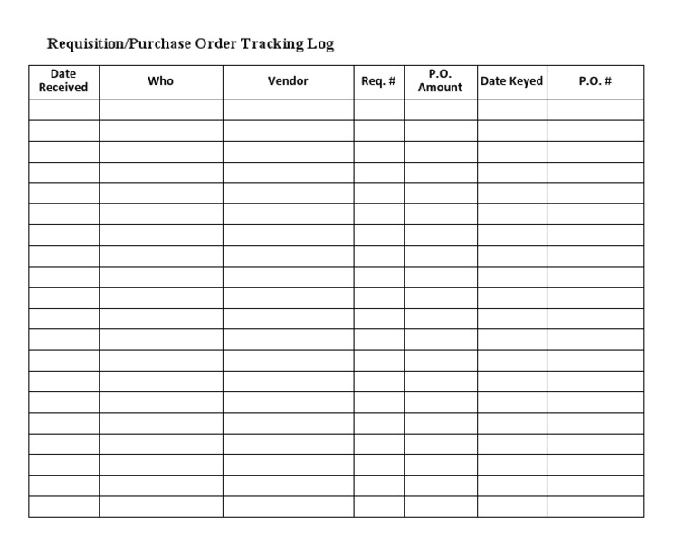 Purchase Order Log Template 2016 | PDF