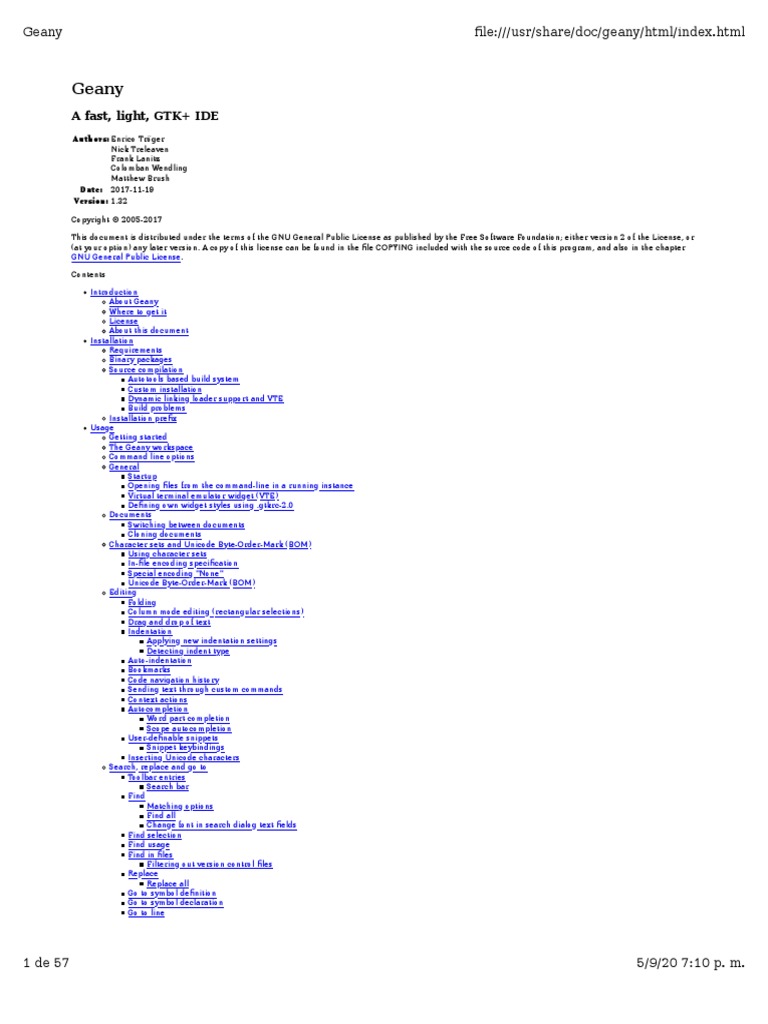 Geany: A Fast, Light, GTK+ IDE | PDF | Keyboard Shortcut | Command Line ...