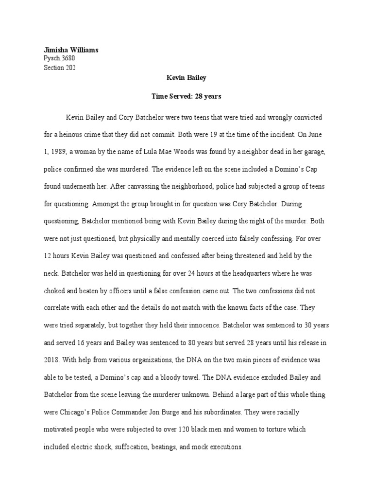 Kevin Bailey Innocence Project | PDF | Injustice | Morality