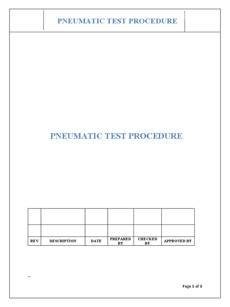 Pneumatic Testing Procedure for Welds | PDF