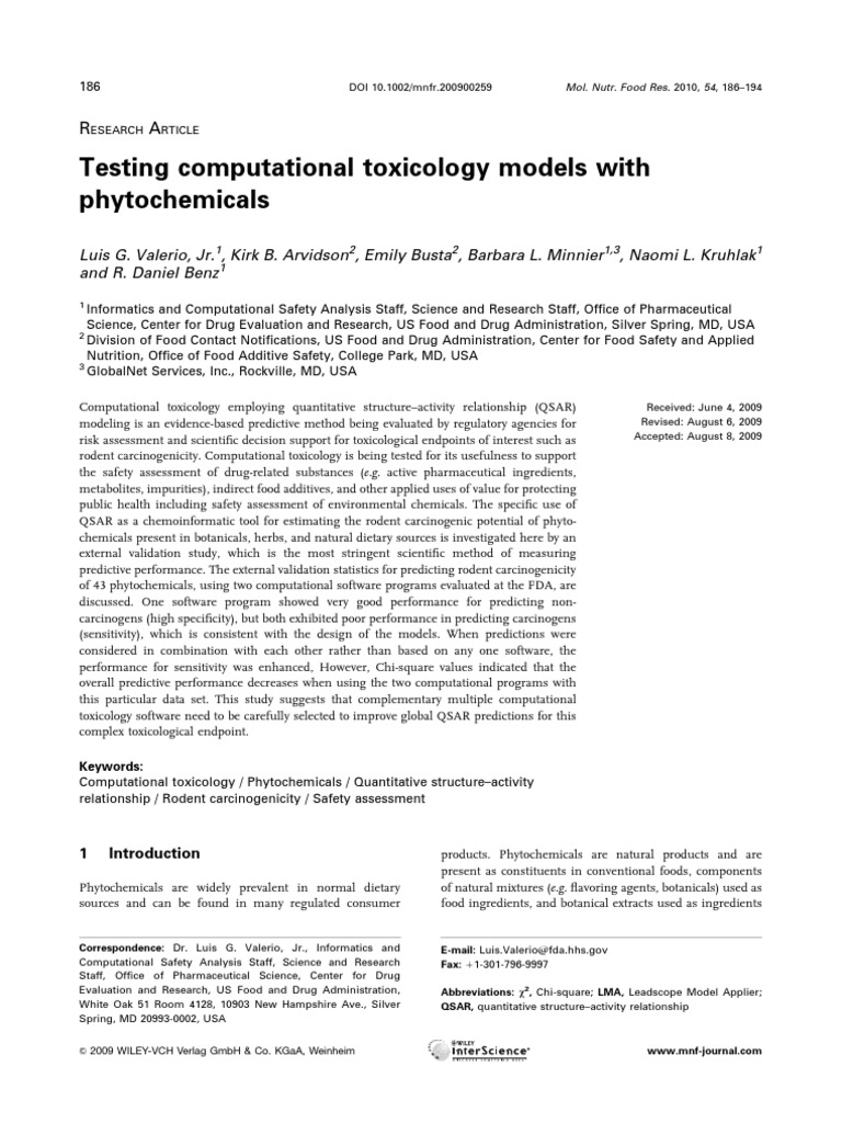 Testing Computational Toxicology Models With Phytochemicals | PDF ...