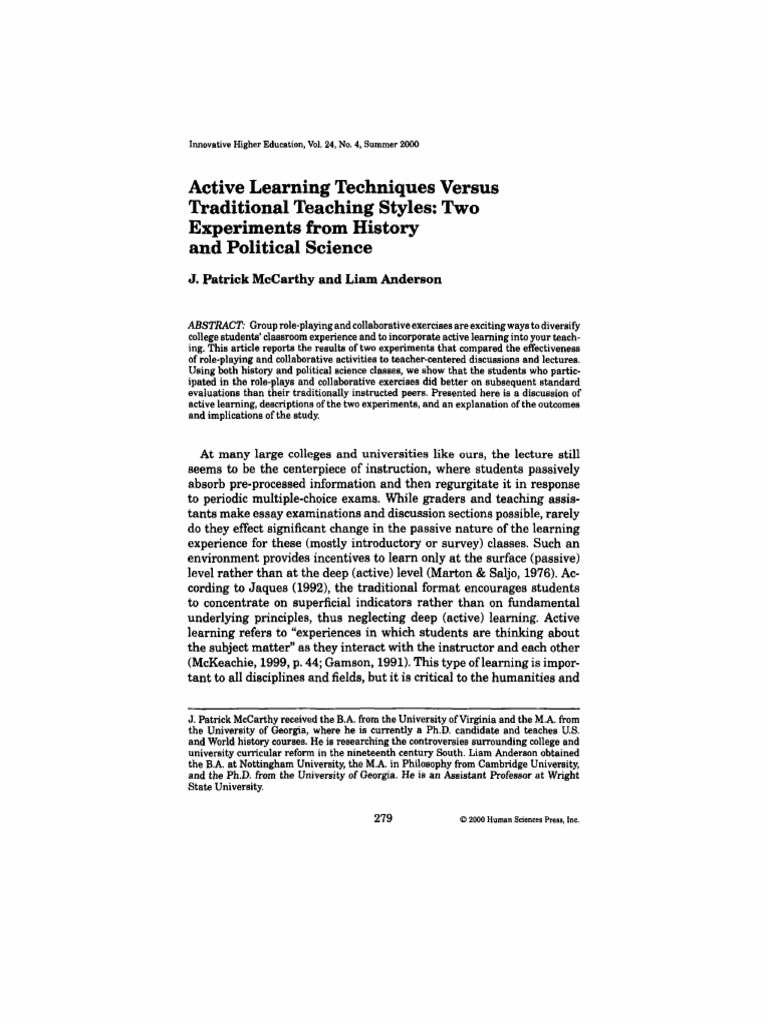 Active Learning | PDF | Lecture | Experiment