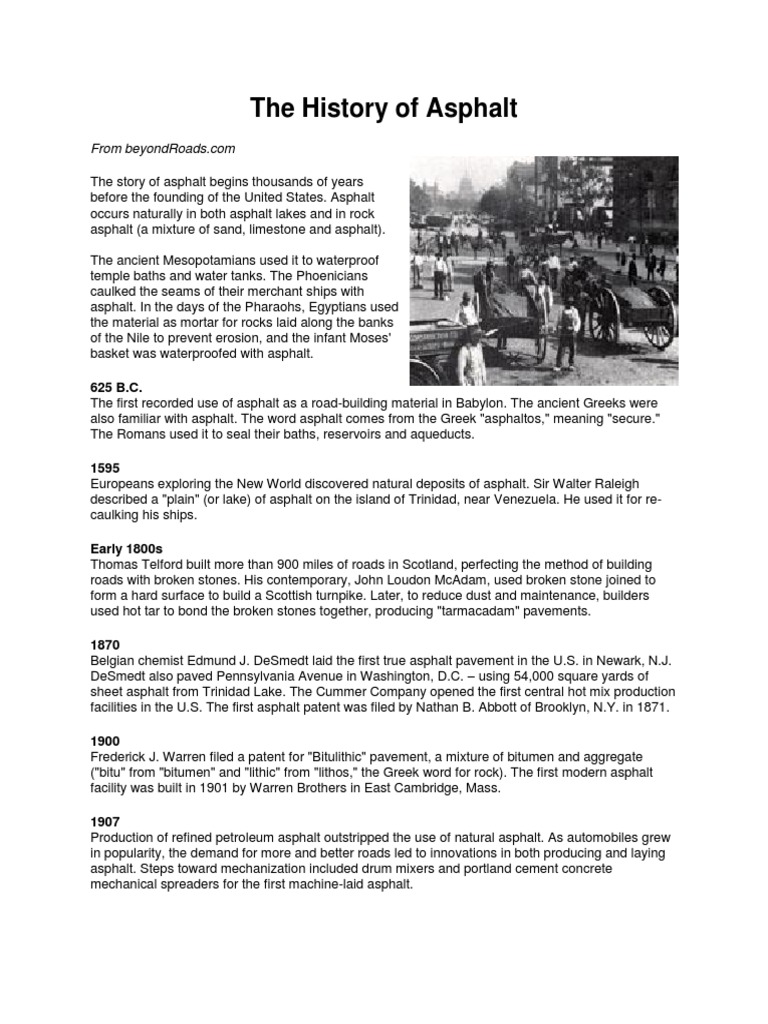 Asphalt's Evolution Through History | PDF | Asphalt | Road Surface