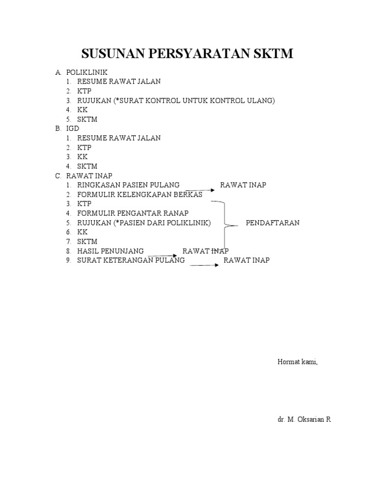 Susunan Persyaratan SKTM | PDF