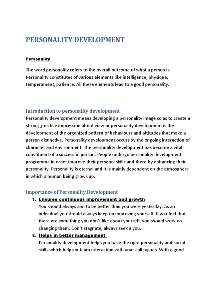 Introduction To Personality Development | PDF | Nonverbal Communication ...